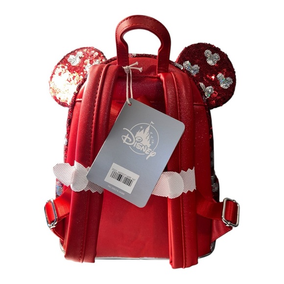 Loungefly | Bags | Disney Silver Red Sequin Minnie Mouse Backpack And ...